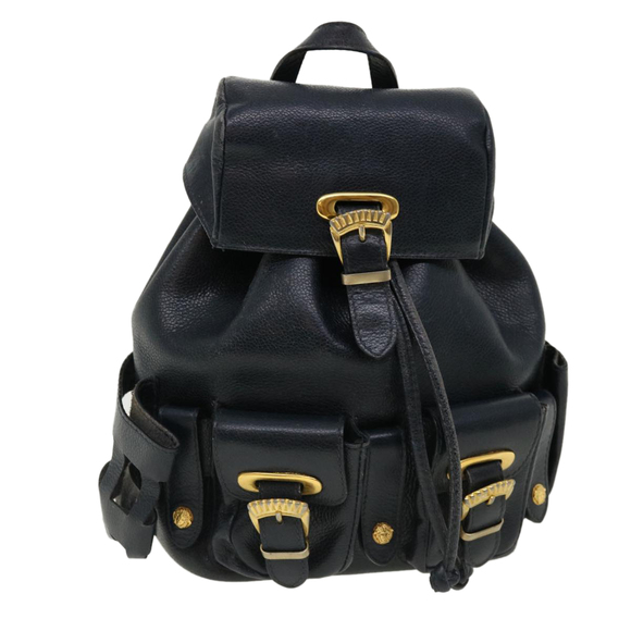 Versace | Bags | Gianni Versace Backpack Leather Navy Auth Am312 | Poshmark